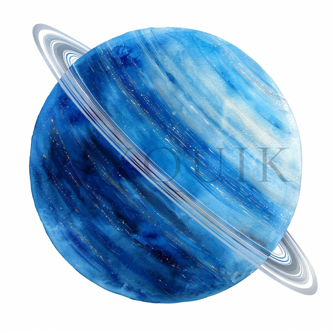 Uranus Clipart: Watercolor Planet Art, Space Illustration (digital ...