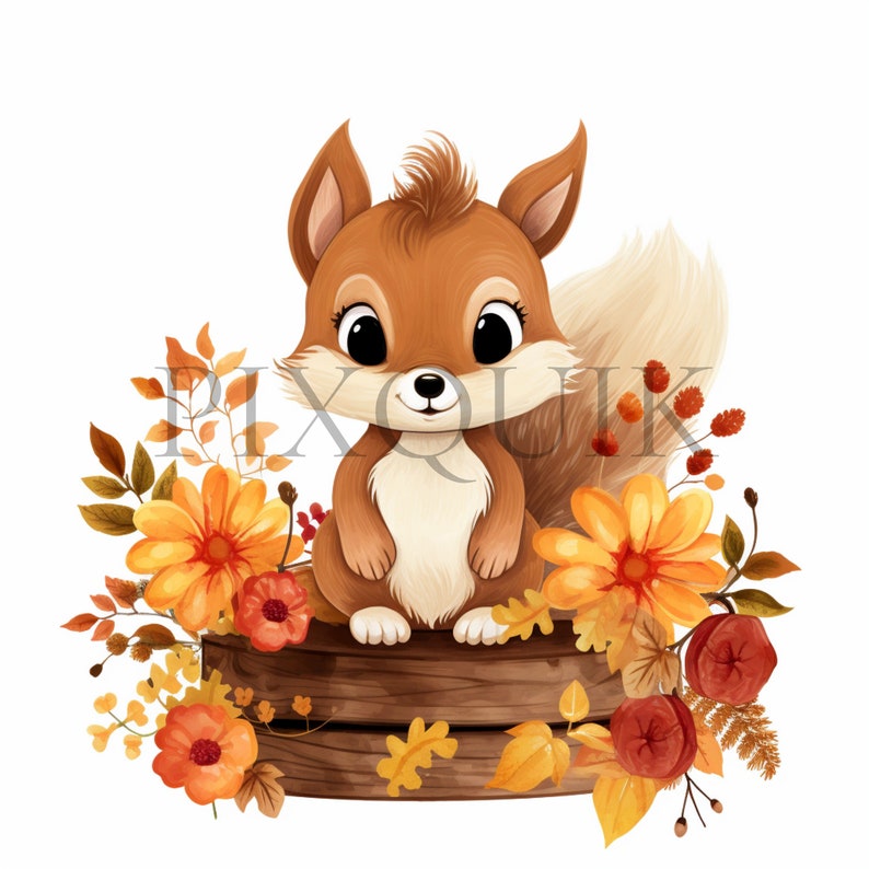 Cute Fall Squirrel Clipart | 10 JPG Illustrations (instant Download) - Etsy