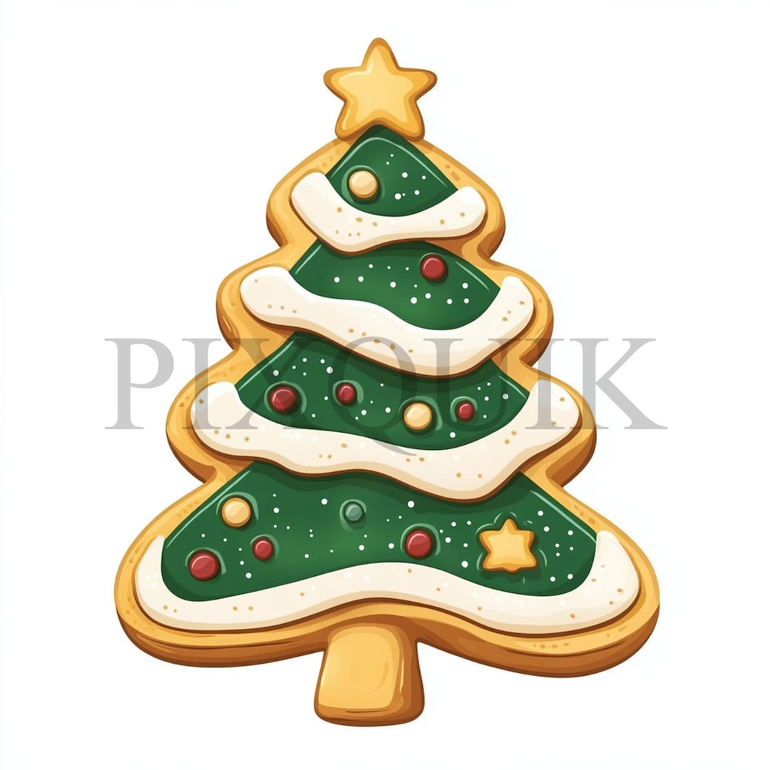 Christmas Tree Cookie Clipart 10 Jpg's Files and PNG Card Making ...
