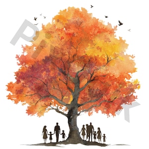 Watercolor Family Tree Clipart Set | Autumn Theme (digital Download) - Etsy