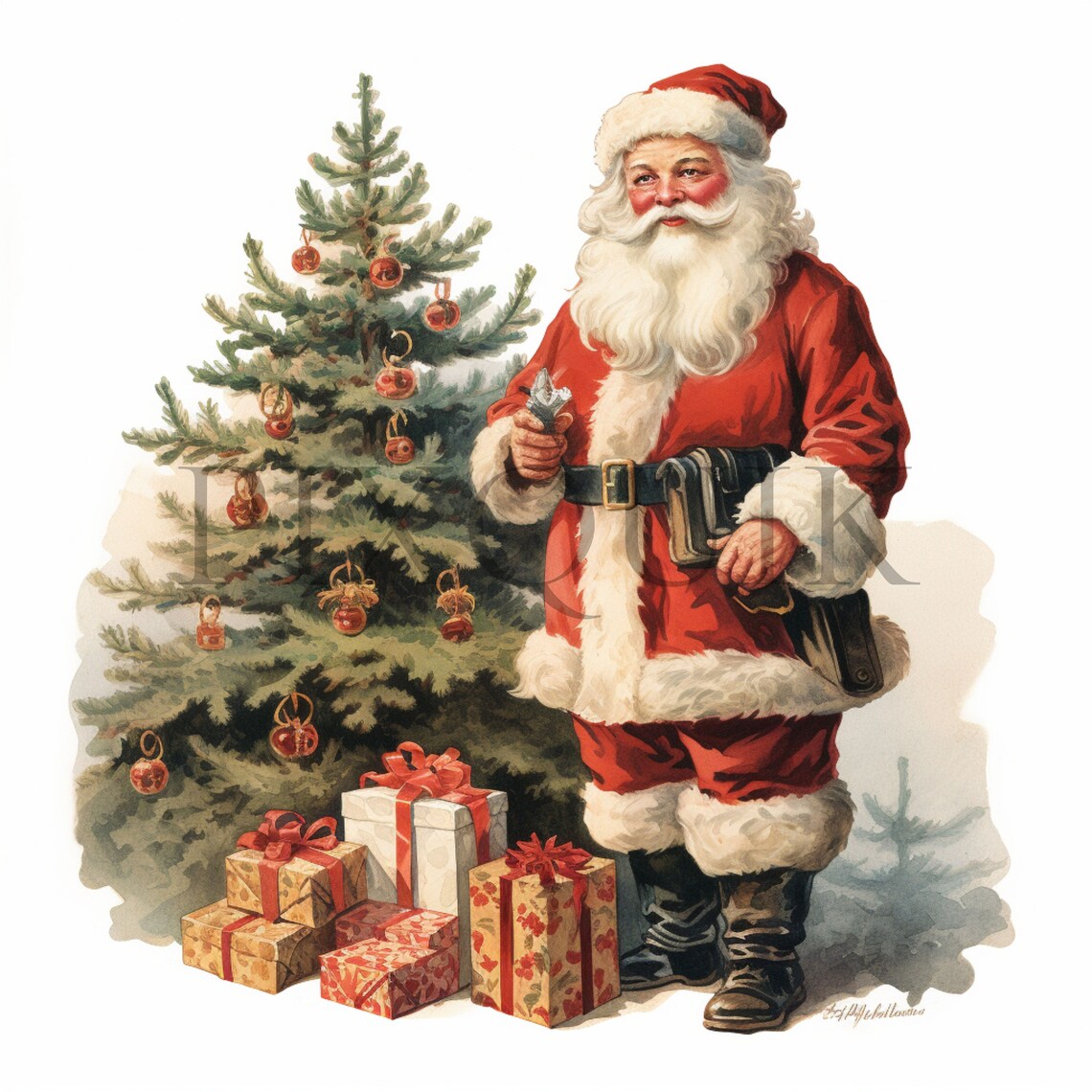Vintage Santa Clipart | Retro Christmas Illustrations (digital Download ...