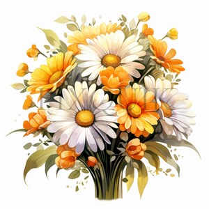 Bouquet of Daisies Clipart Set | 10 High Quality Jpgs | Daisy Flower ...
