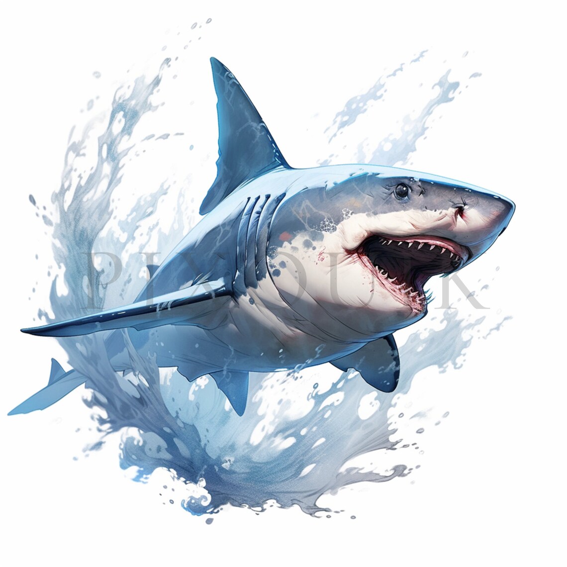 Watercolor Shark Clipart 10 High Quality Jpgs Shark Clipart Whale Shark ...