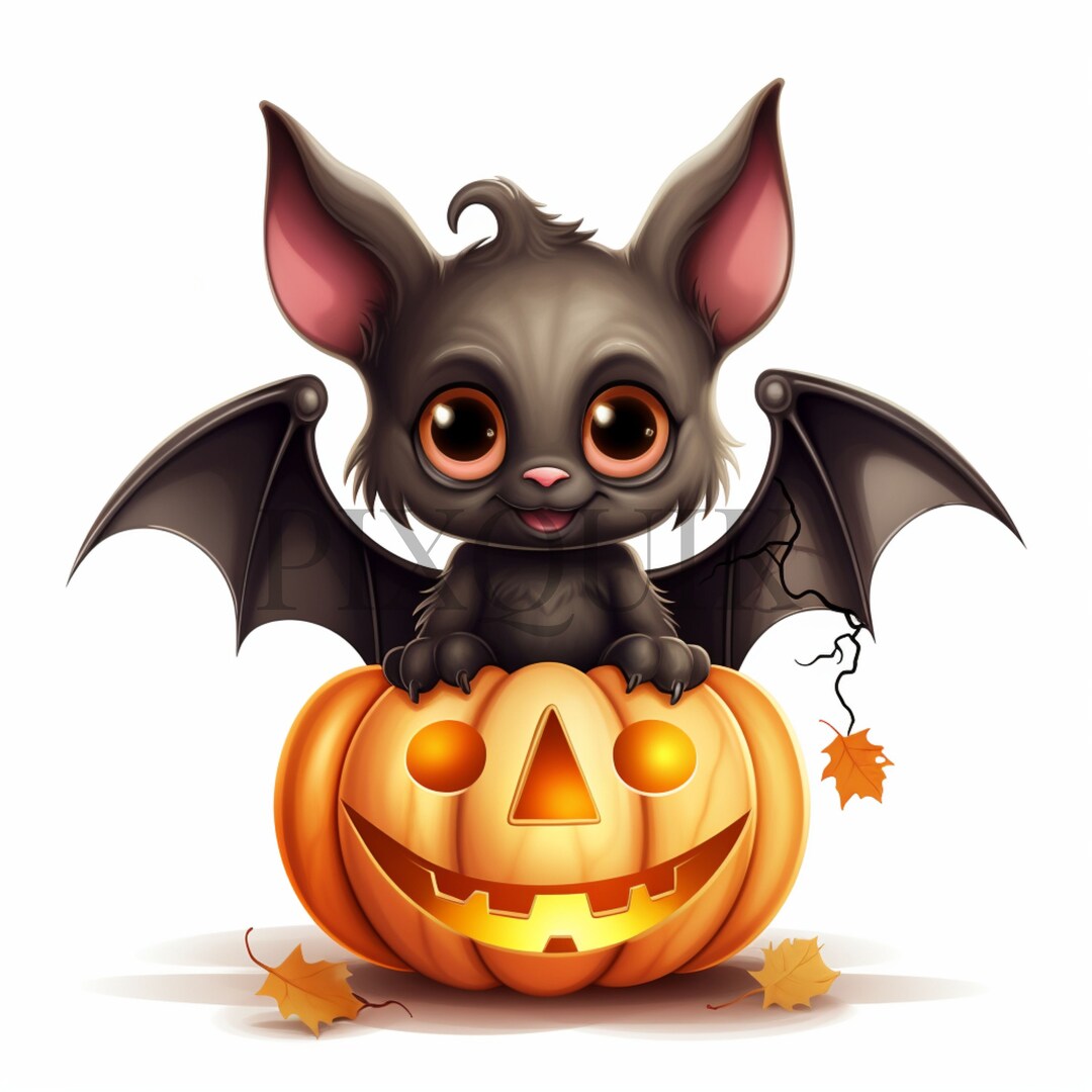 Watercolor Cute Halloween Bat Clipart Clipart - 10 High Quality Jpgs ...