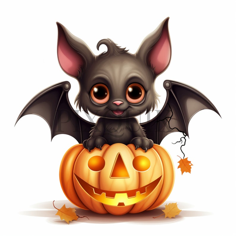 Watercolor Cute Halloween Bat Clipart Clipart 10 High Quality Jpgs ...