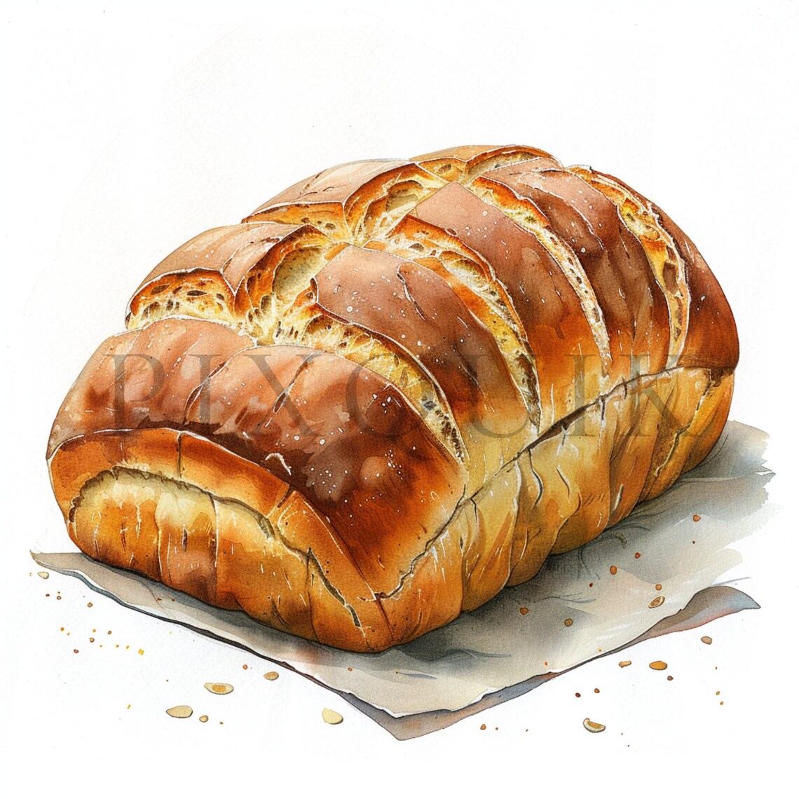 Watercolor Bread Loaf Clipart: Bakery Art (digital Download) - Etsy UK