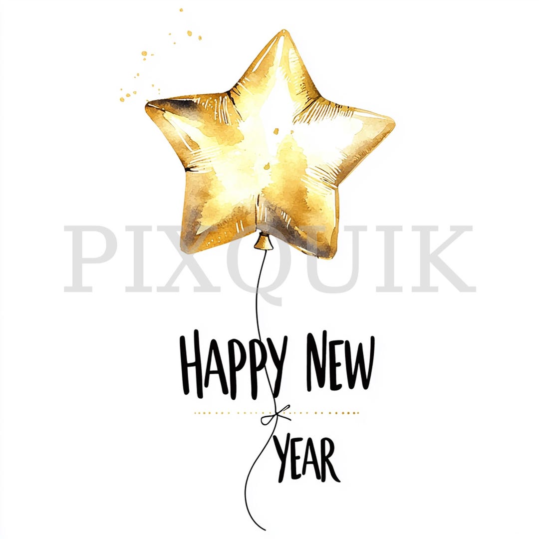 Golden Star Balloon 2025 Clip Art | Happy New Year (JPG) - Etsy