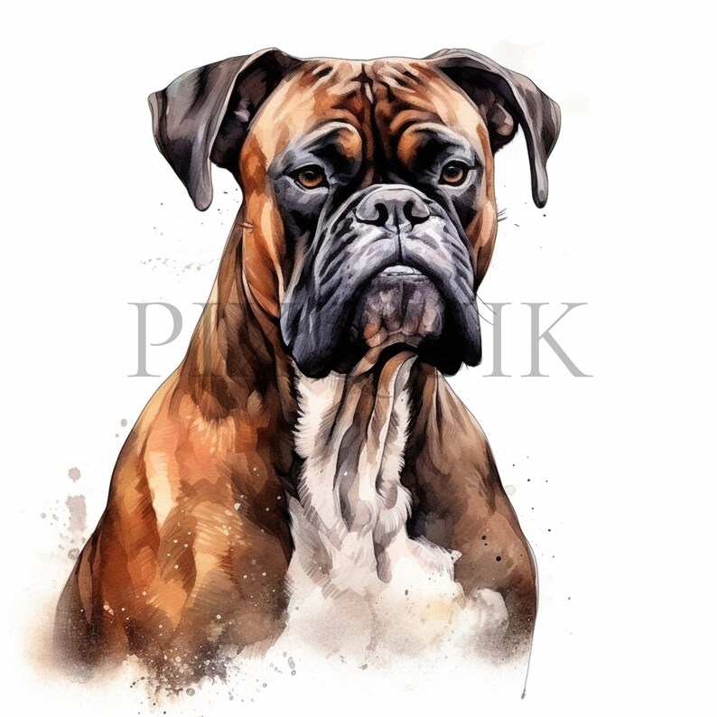 Watercolor Boxer Dog Clipart Watercolor Bundle 10 High Quality Jpgs Dog ...