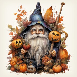 Watercolor Halloween Gnome Clipart | 10 High Quality Jpgs | Instant ...