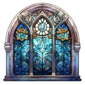 Stained Glass Window Clipart | 10 High Quality Jpgs | Gothic Window Art ...