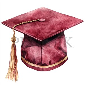 Maroon Graduation Cap Clipart - 10 High Quality Jpgs | Digital Download ...