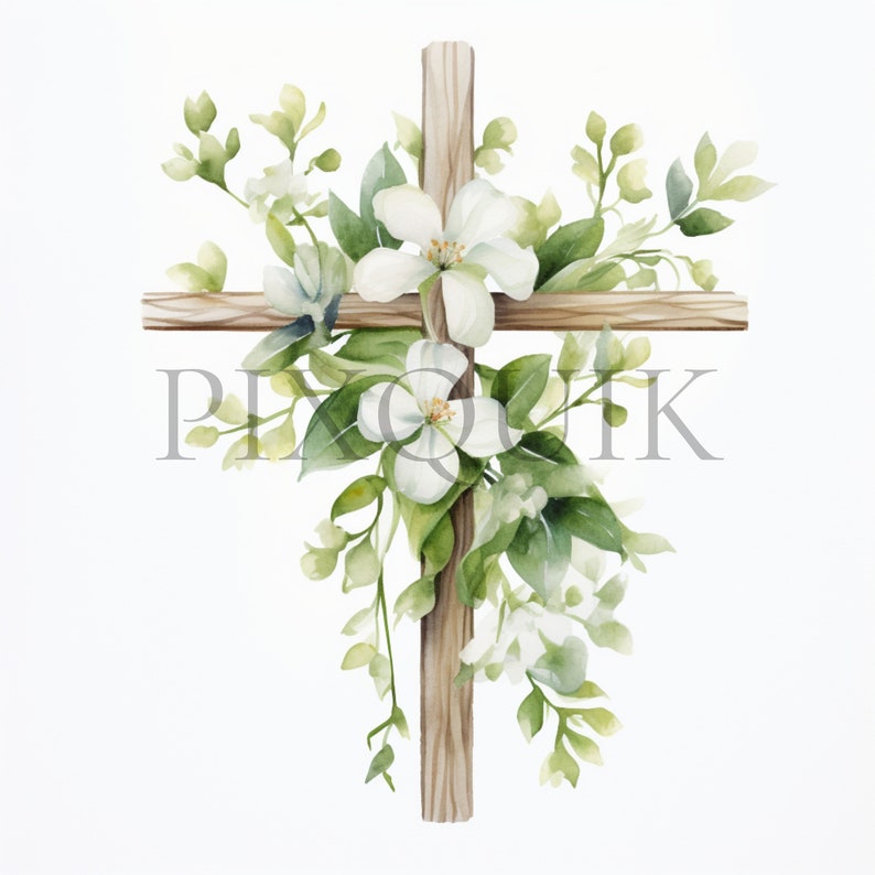 Easter Christian Crucifix Clipart 10 High Quality Jpgs Watercolor Cross ...