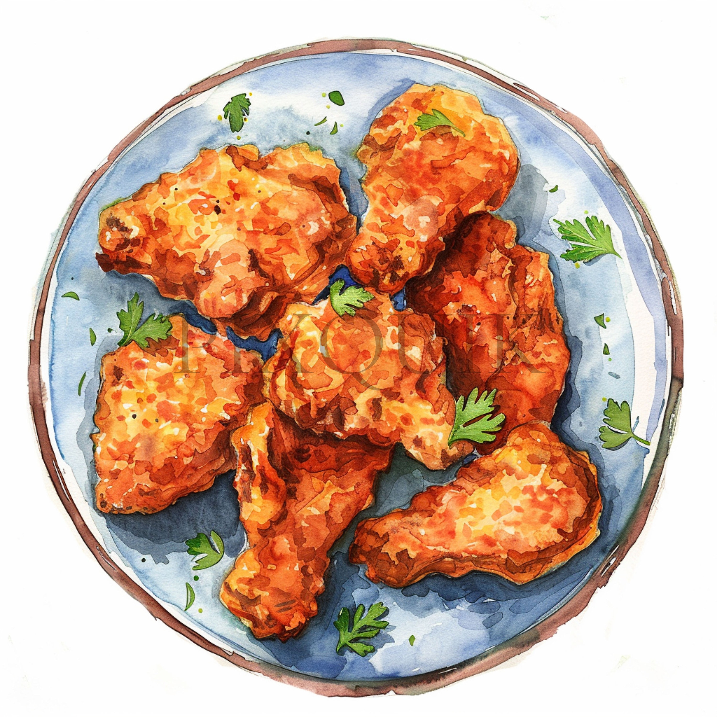 Watercolor Fried Chicken Clipart 10 High Quality Jpgs Fried Chicken ...