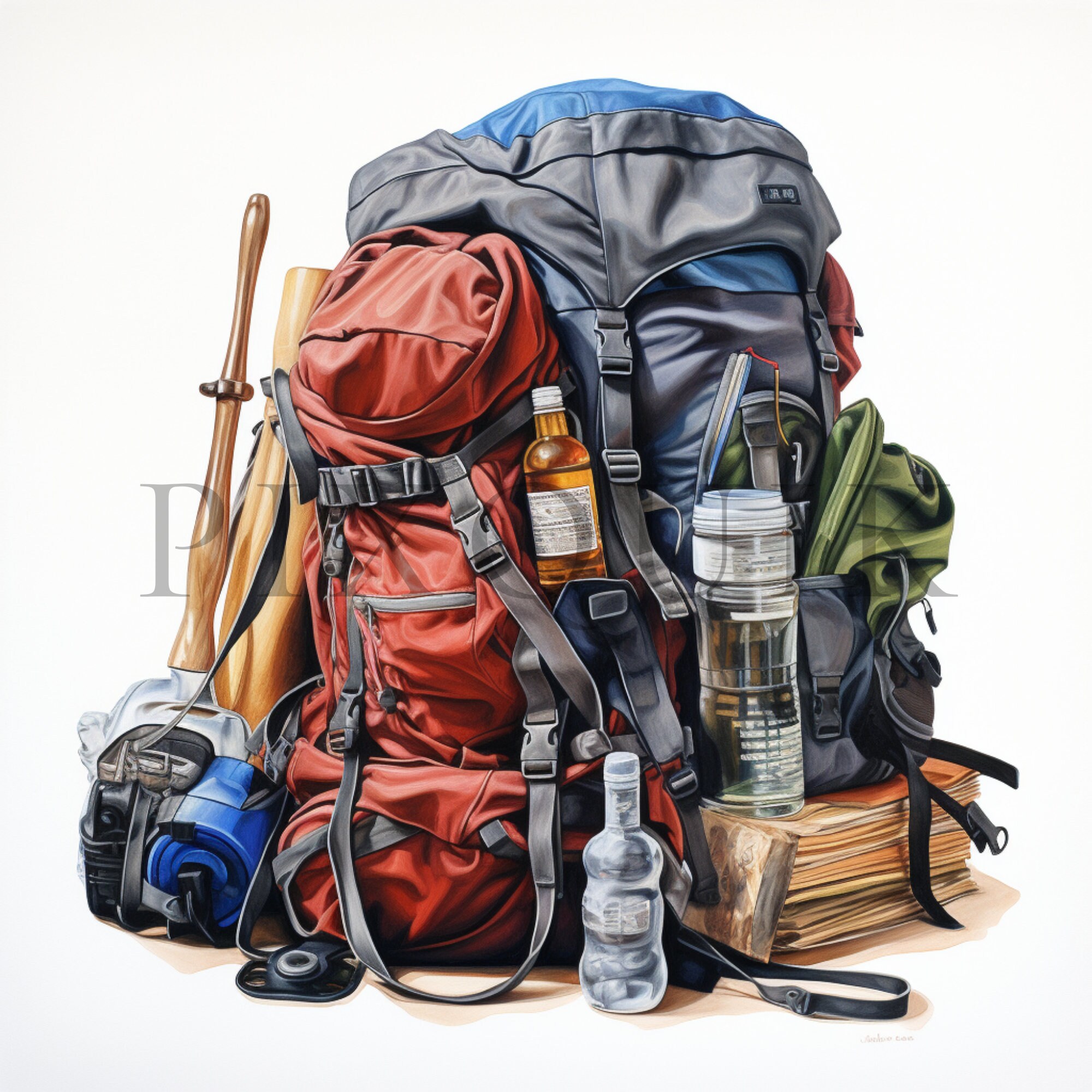 Watercolor Backpacking Clipart 10 High Quality Jpgs Digital Download ...