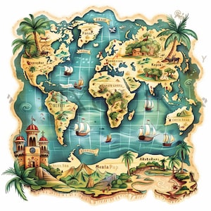 Map Clipart | Vintage Map Clipart | Old Map Clipart | 10 High Quality ...