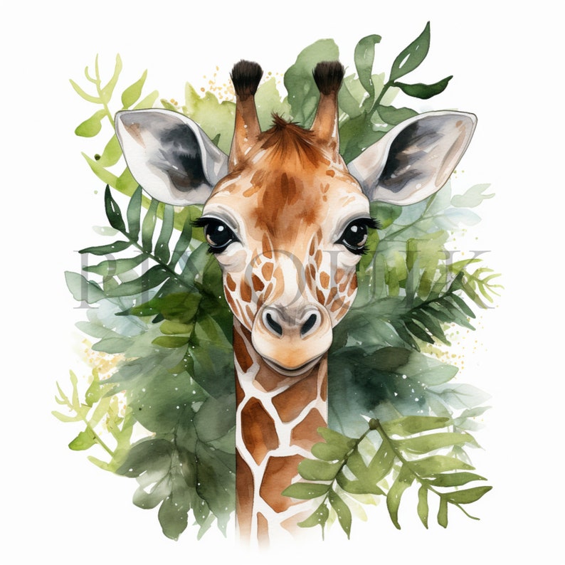 Giraffe Watercolor Clipart | Animal Illustration, Scrapbook (digital ...