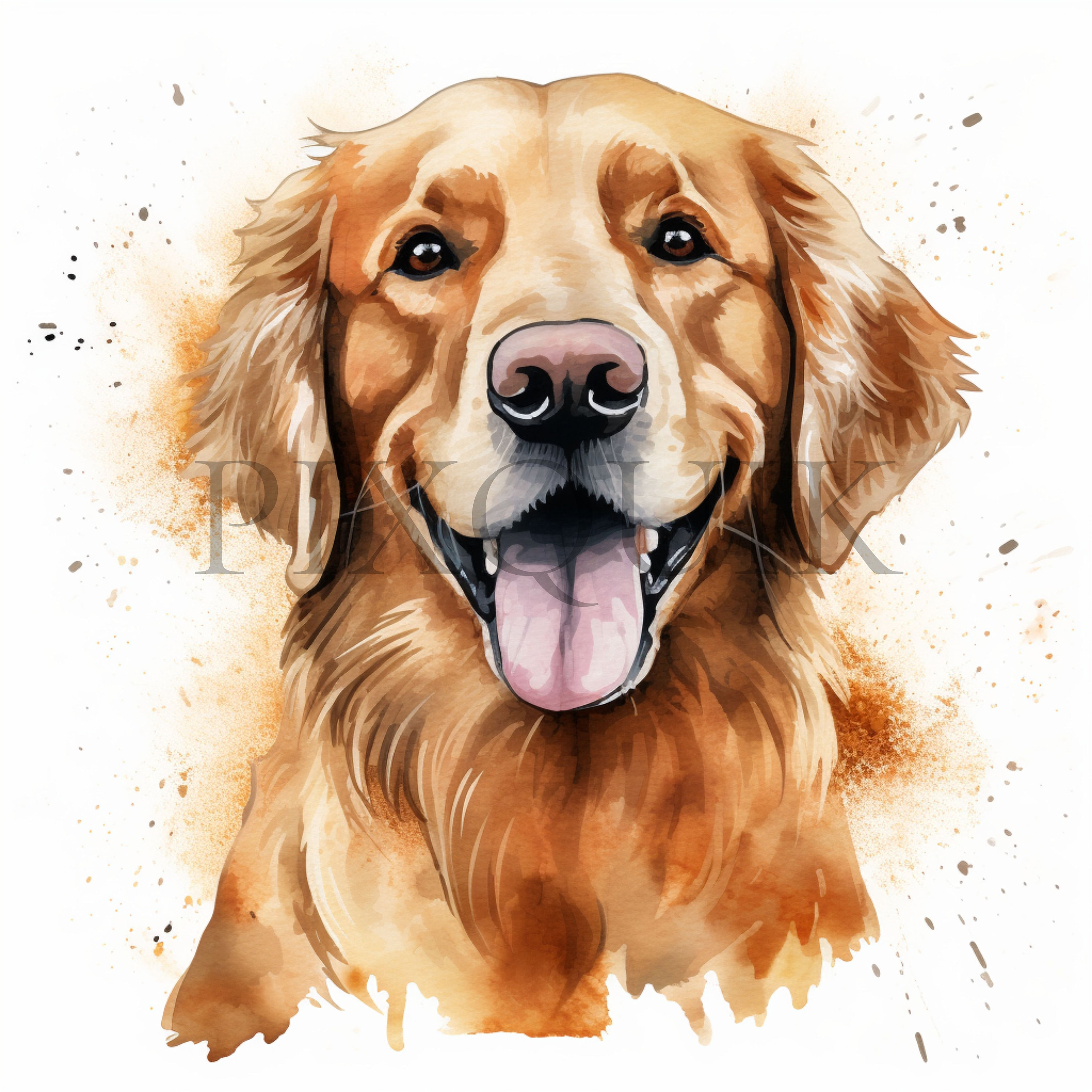 Watercolor Golden Retriever Clipart 10 High Quality Jpgs Dog Clipart ...