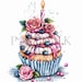 Watercolor Birthday Cupcake Clipart 1 10 High Quality Jpgs Digital ...