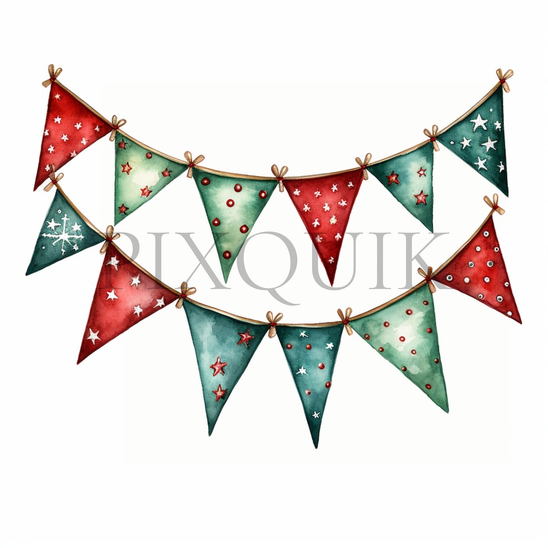 Christmas Bunting Clipart | 10 High Quality Jpg's | Digital Download ...