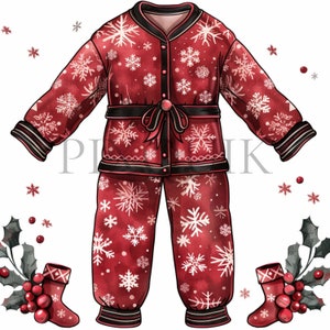 Christmas Pajamas Clipart | 10 High Quality JPG | Watercolor Pajamas ...