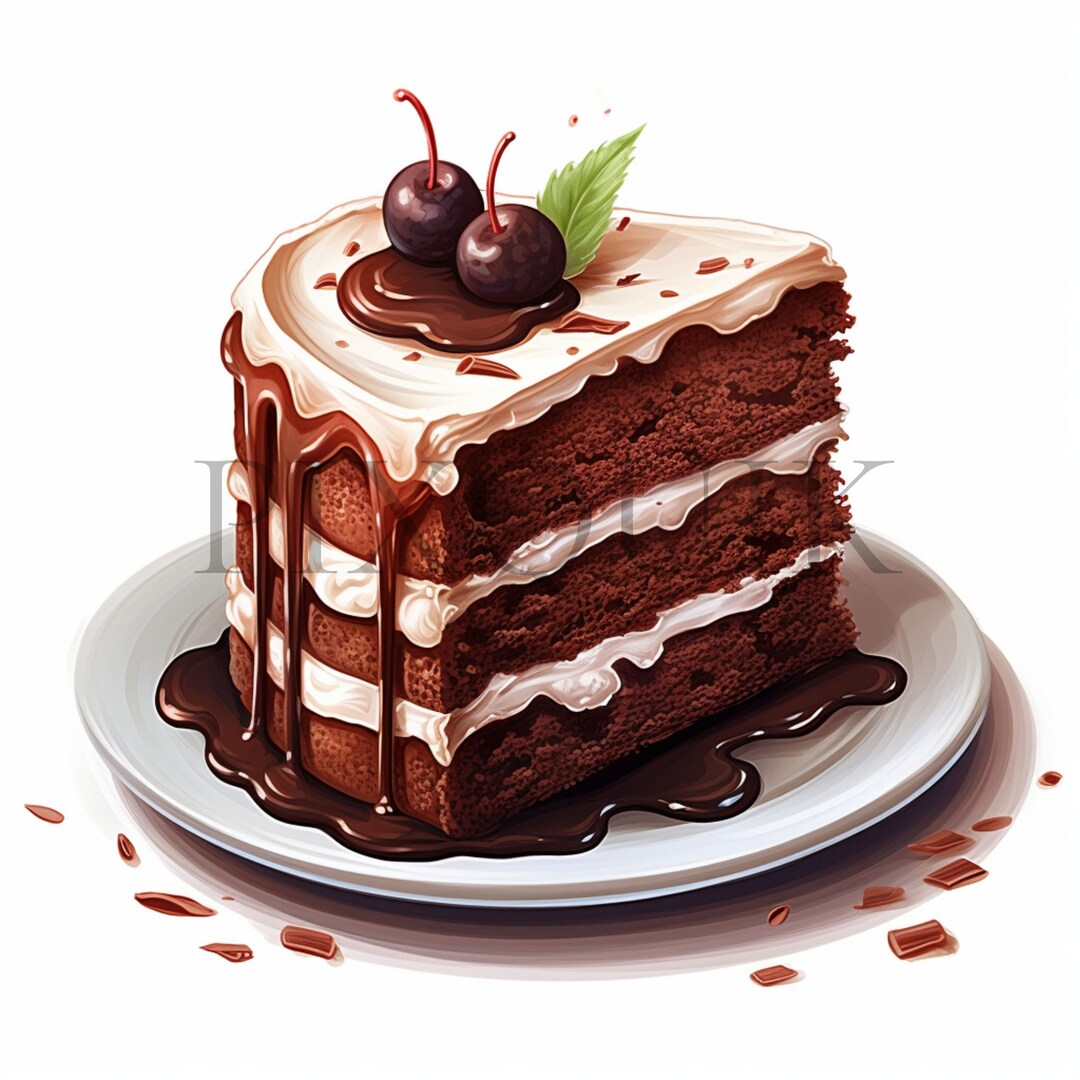 Slice of Chocolate Cakes Clipart | 10 High Quality Jpg's | Digital Download | Cake Art | Dessert ...