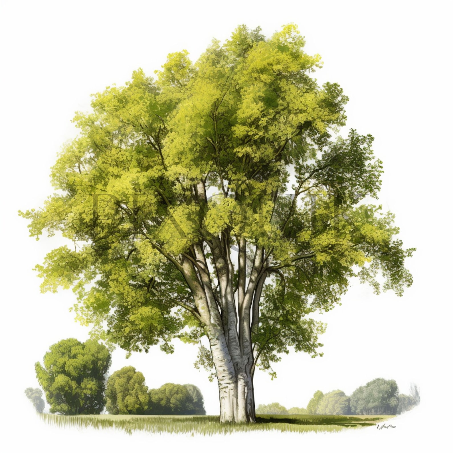 Poplar Tree Illustration | High-quality JPG Clipart (digital Download ...