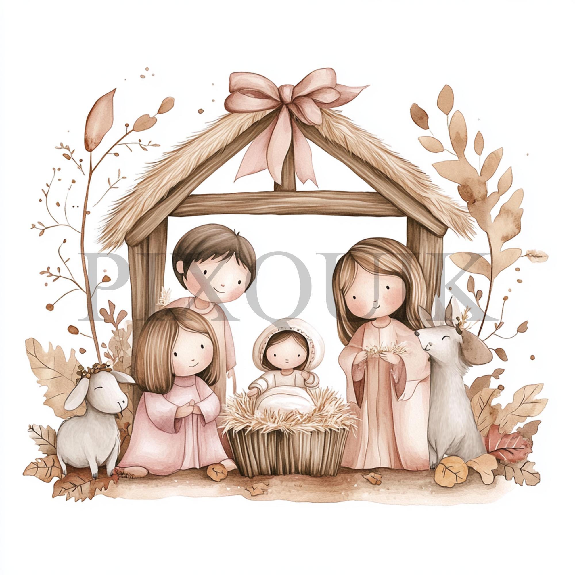 Christmas Nativity Clipart 10 Jpg's Files Card Making Digital Paper ...