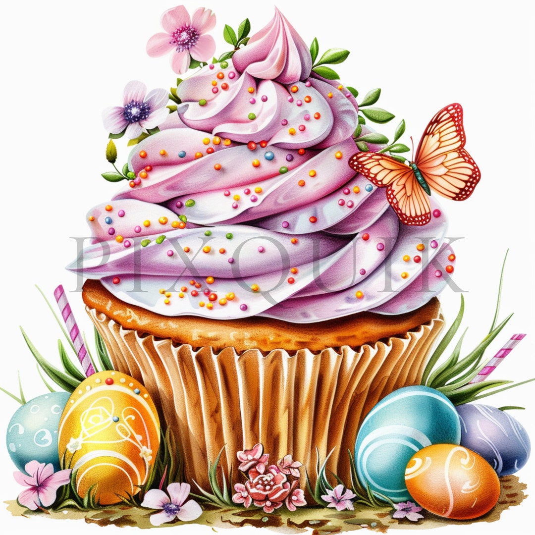 Easter Cupcakes Clipart | 10 High Quality Jpgs | Digital Download ...