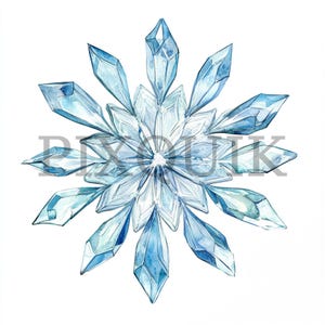 Watercolor Snowflake Clipart: Ice Crystal Art (10 JPG Files) - Etsy