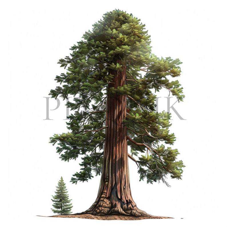 Watercolor Redwood Tree Clipart 10 High Quality Jpgs Big Tree Graphics ...
