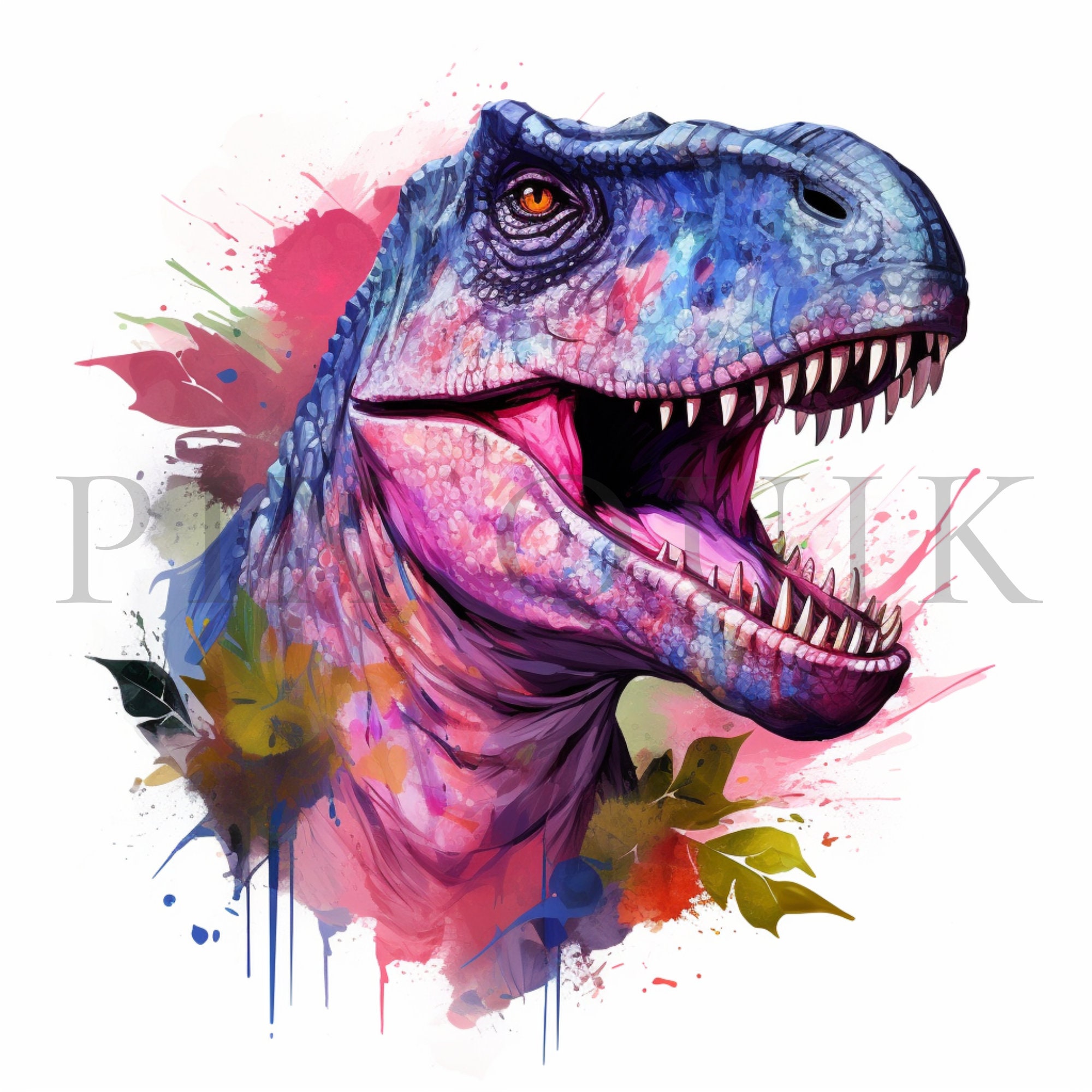 Colorful Watercolor Dinosaur Clipart 10 High Quality Jpgs Dinosaur ...