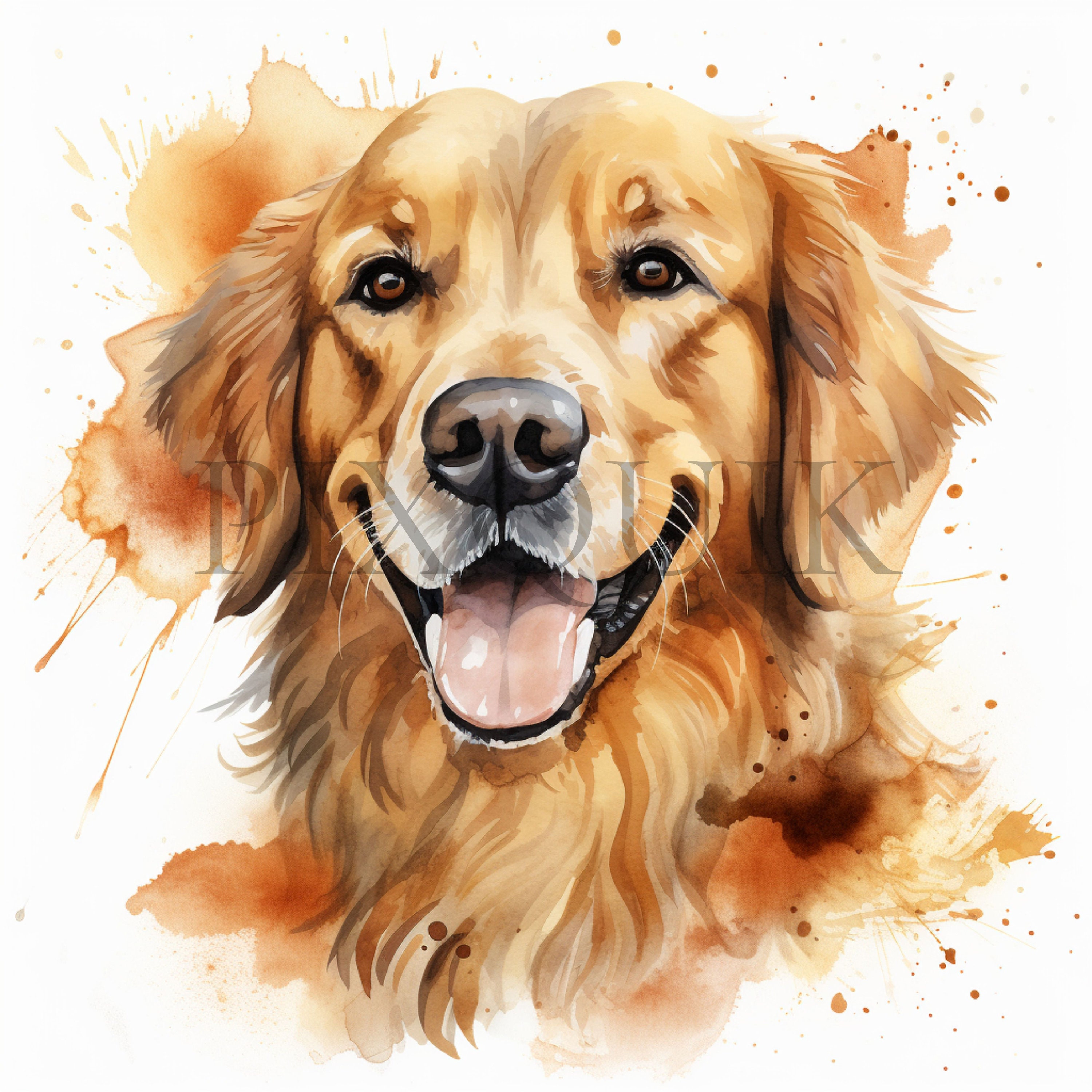 Watercolor Golden Retriever Clipart 10 High Quality Jpgs Dog Clipart ...