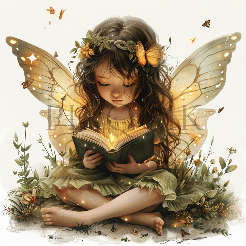 Watercolor Reading Clipart 10 High Quality Jpgs Reading Clipart Fairy ...