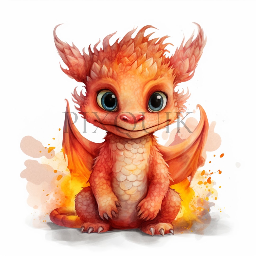 Fire Baby Dragon Clipart | 10 High Quality Jpgs | Instant Digital ...