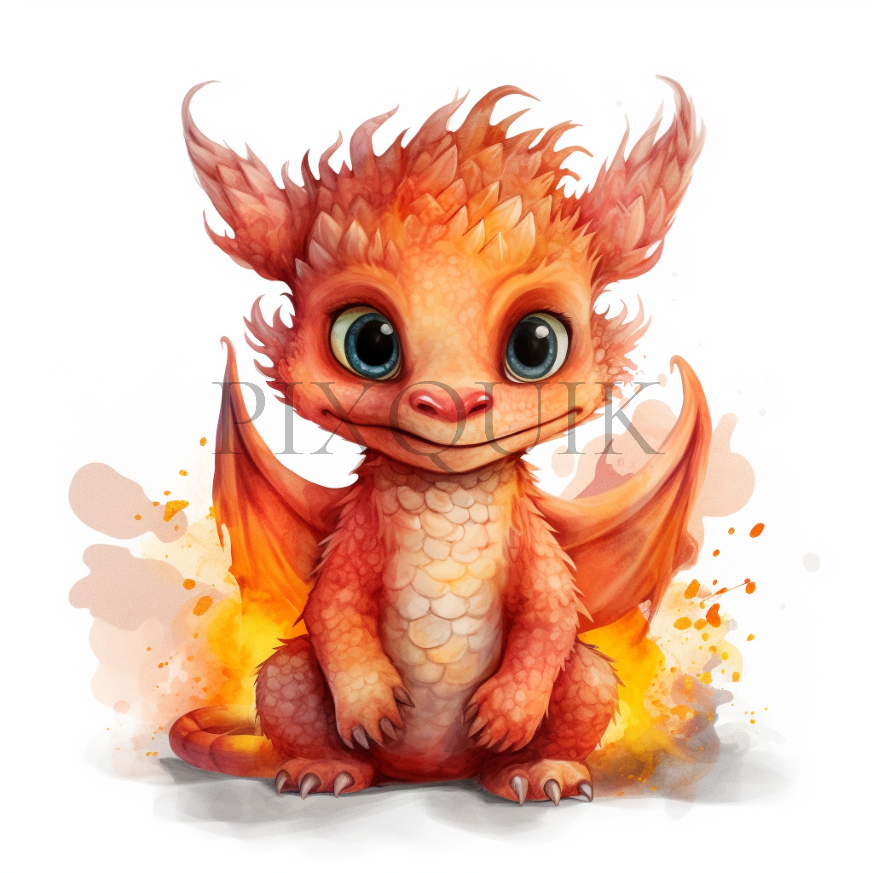 Fire Baby Dragon Clipart 10 High Quality Jpgs Instant Digital Download ...