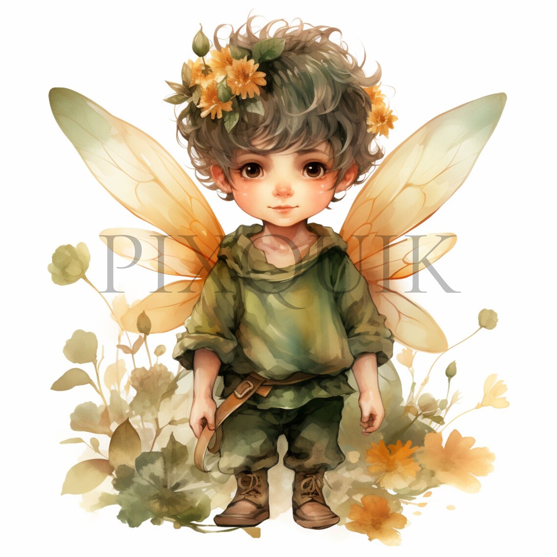 Watercolor Fairy Boy Clipart Set 10 High Quality Jpgs Magical Boy Fairy ...