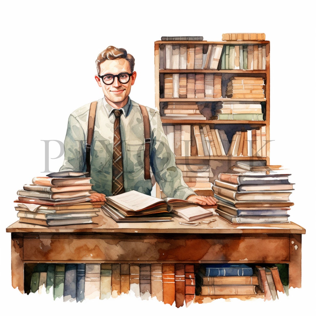 Vintage Librarian Clipart | 10 High Quality Jpgs | Instant Digital ...