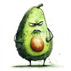 Watercolor Cute Fun Avocados Clipart | 10 High Quality Jpgs | Happy ...
