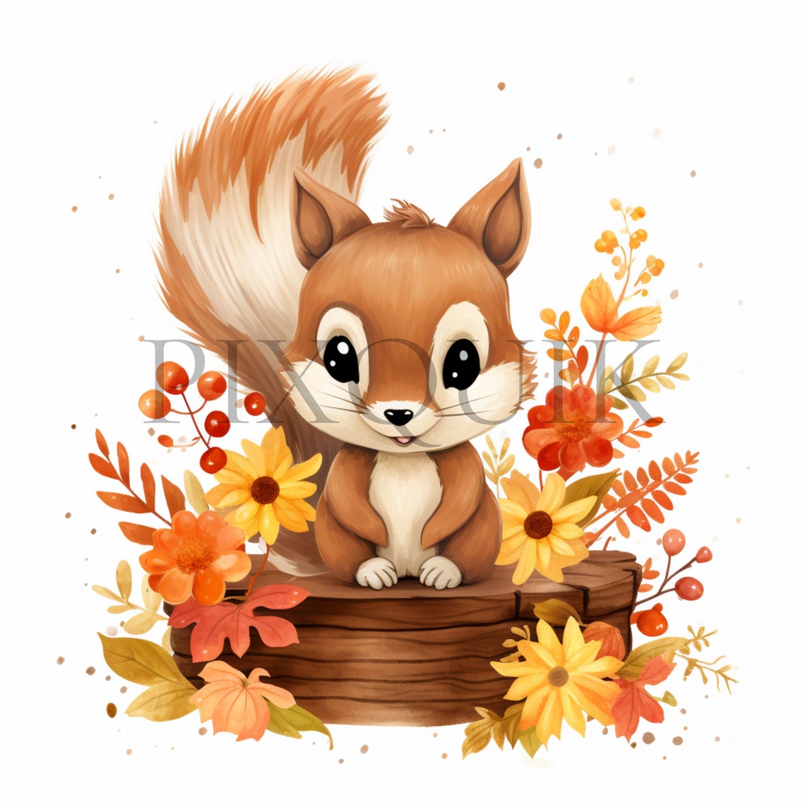 Cute Fall Squirrel Clipart | 10 JPG Illustrations (instant Download) - Etsy