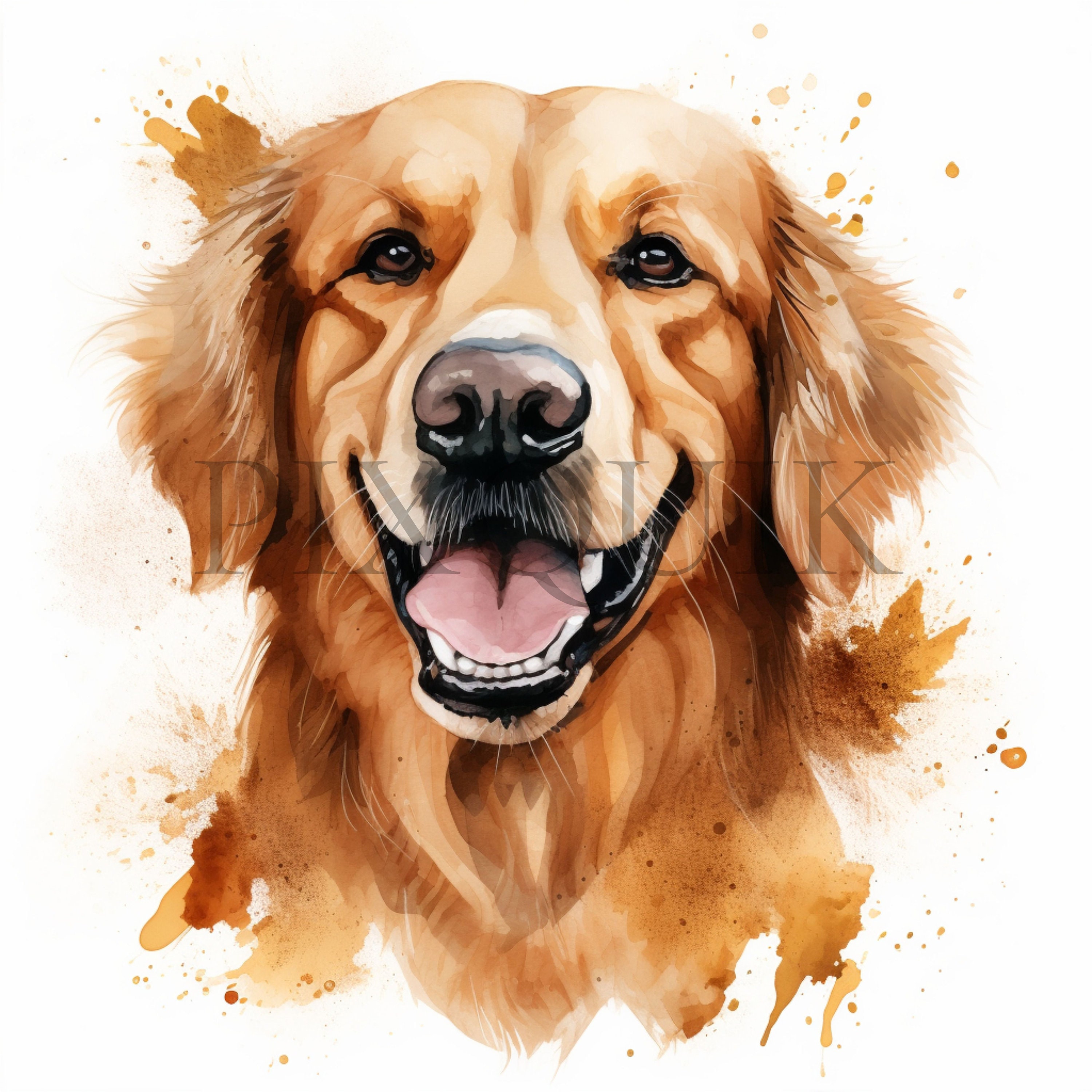 Watercolor Golden Retriever Clipart | 10 High Quality Jpgs | Dog ...