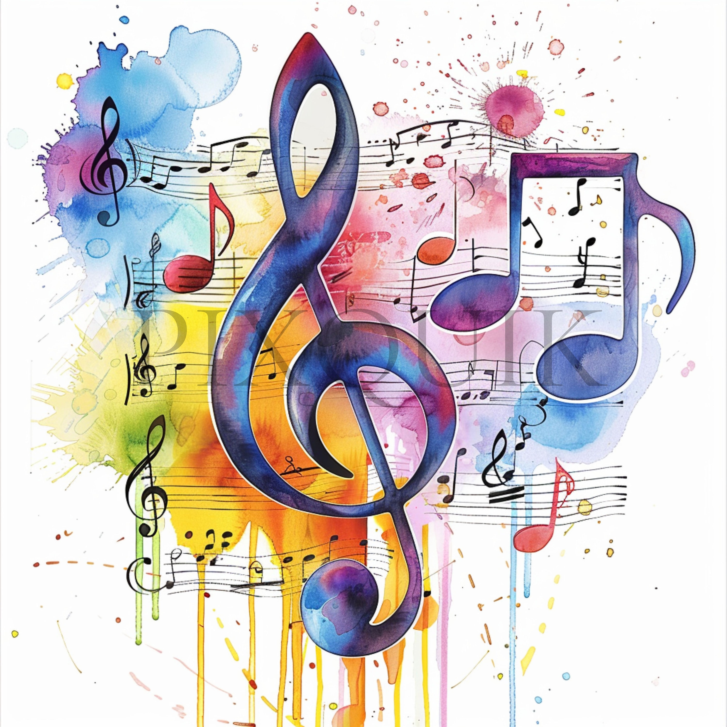 Watercolor Music Notes Clipart 10 High Quality Jpgs Digital Download ...