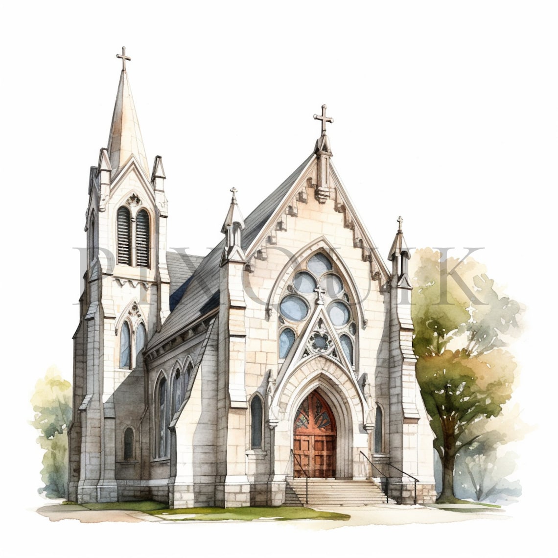 Watercolor Church Clipart | Religious Illustration (digital Download ...