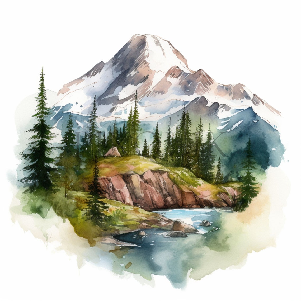 Watercolor Mountain Clipart 10 High Quality Jpgs Instant Digital Download Landscape Clipart ...