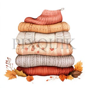 Watercolor Autumn Sweaters Clipart: Cozy Fall Fashion Art (JPG Digital ...