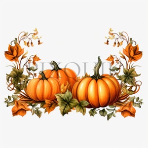 Watercolor Pumpkin Frame Clipart | Autumnal Nursery Art (digital ...