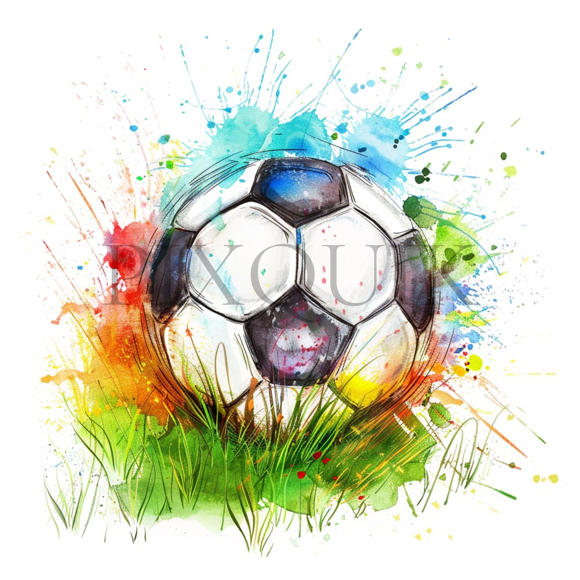 Watercolor Soccer Ball Clipart 10 High Quality Jpgs Football Clipart ...