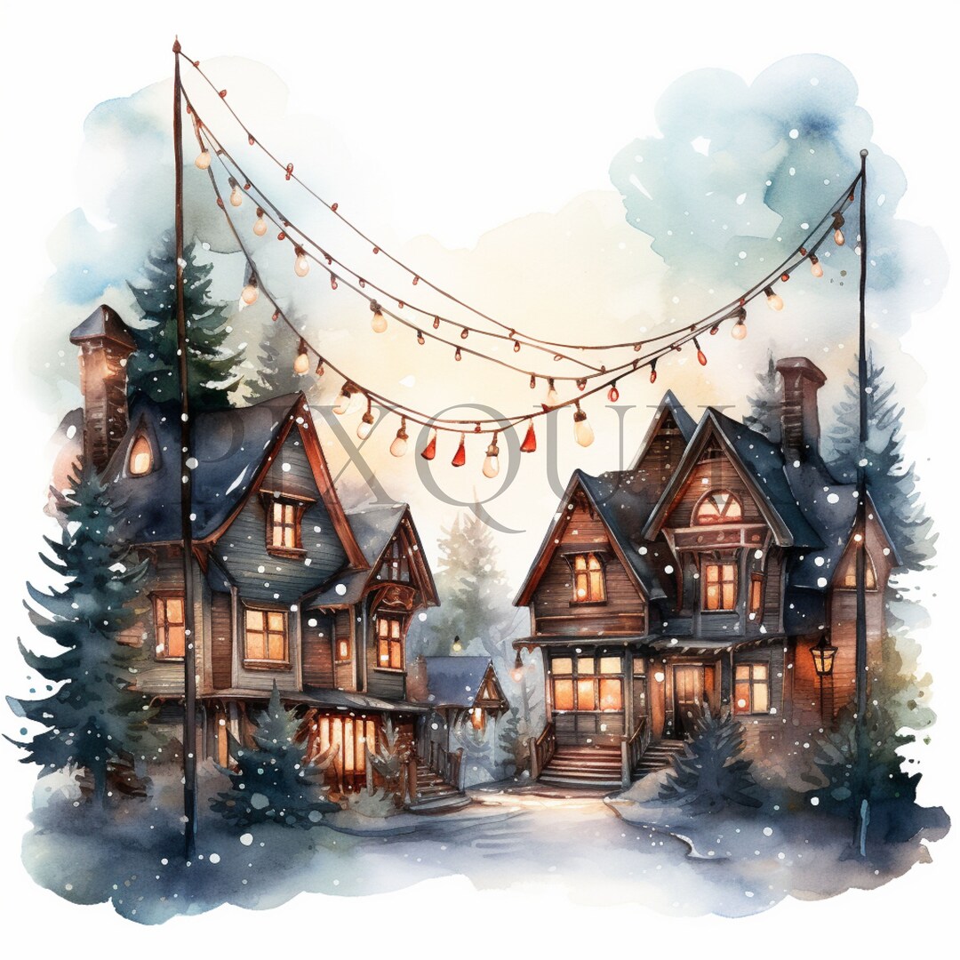 Watercolor Christmas Lights Clipart | Festive Holiday Illustration ...