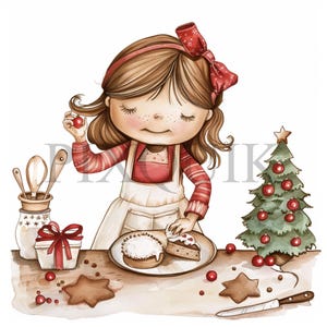 Christmas Girl Baking Clipart | 10 High Quality Jpg's and PNG | Holiday ...