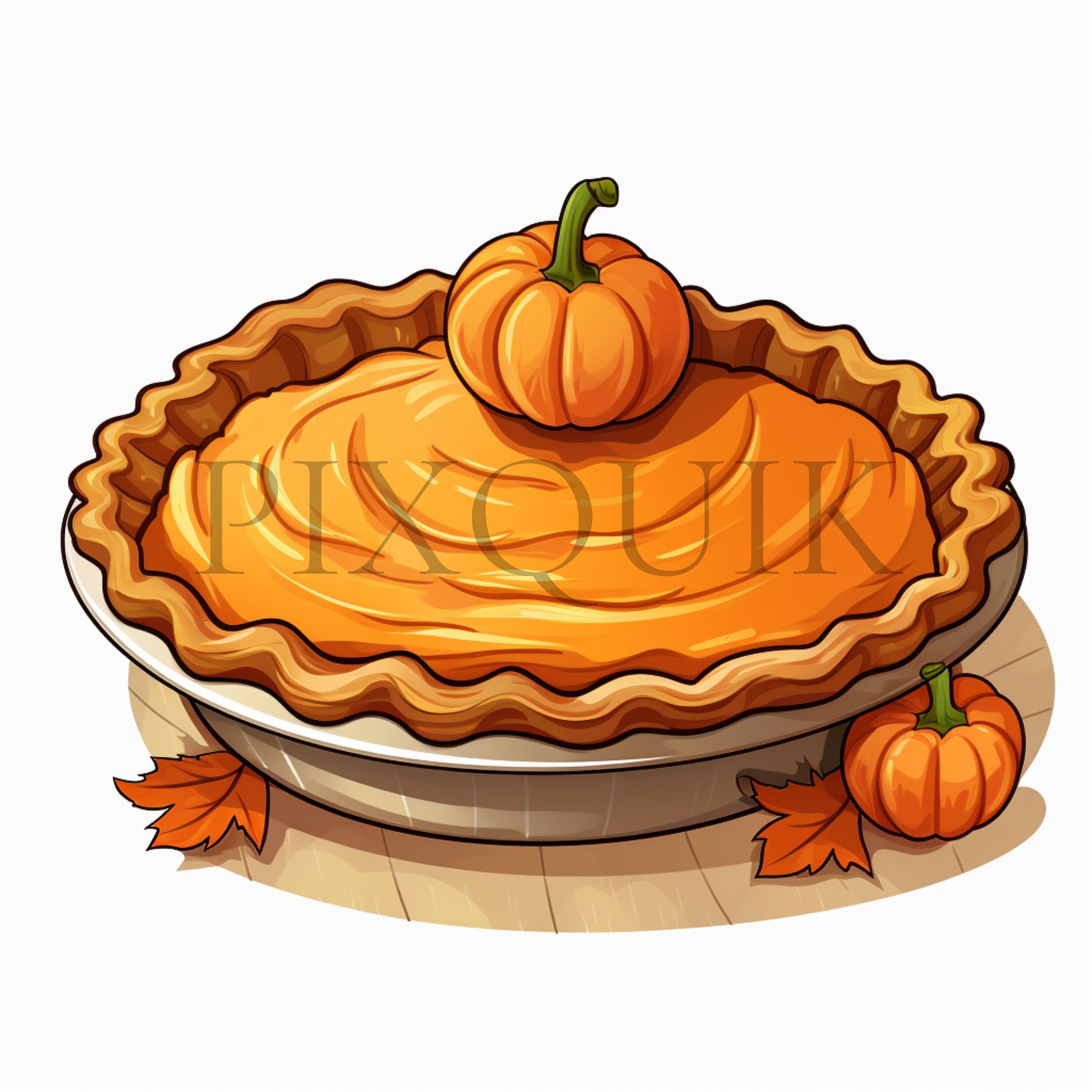 Watercolor Pumpkin Pie Clipart | Fall Harvest Illustration (digital ...