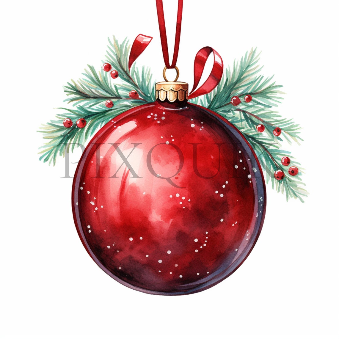 Watercolor Christmas Ornament Clipart: Holiday Balls Art (digital ...